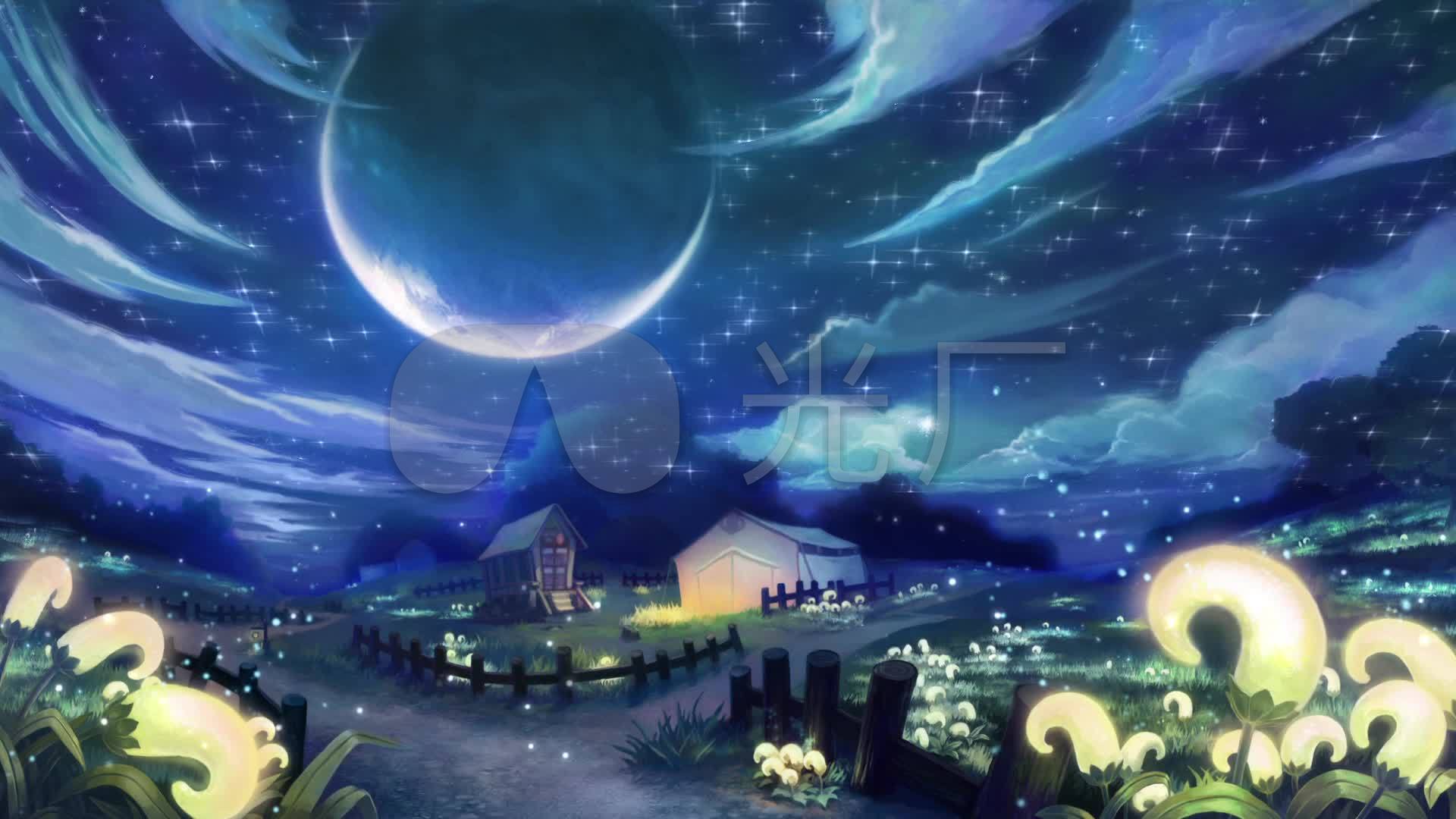 夜晚动漫动漫夜晚场景清晨动漫大山谷图库