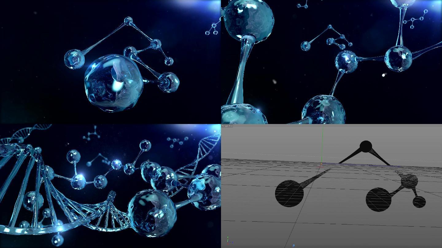 C4D工程唯美科技水珠化学分子元素DNA_C4D工程下载(编号:2867374)_3D模型_光厂(VJ师网) www.vjshi.com