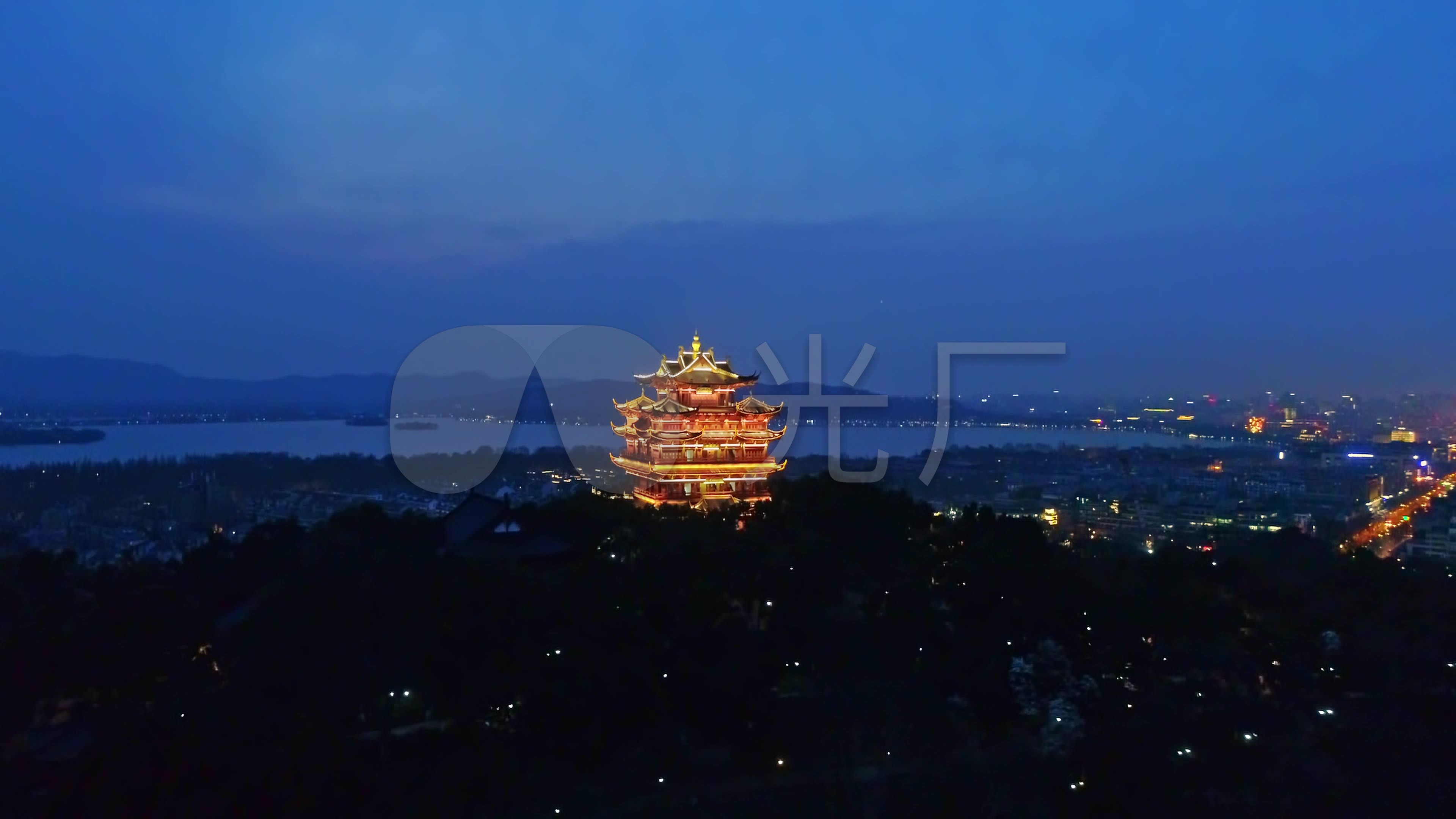 杭州西湖城隍阁夜景航拍4K（内含5组素材_视频素材包下载(编号:3534133)_实拍视频_光厂(VJ师网) www.vjshi.com