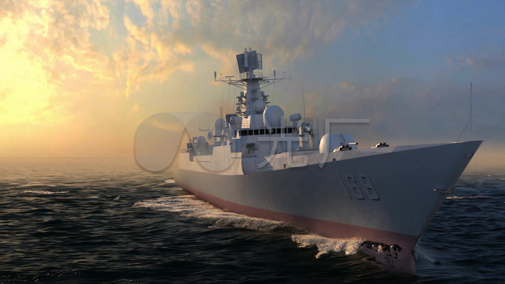 中国052B型导弹驱逐舰在大海中航行_1920X1080_高清视频素材下载(编号:5669059)_影视包装_光厂(VJ师网) www.vjshi.com