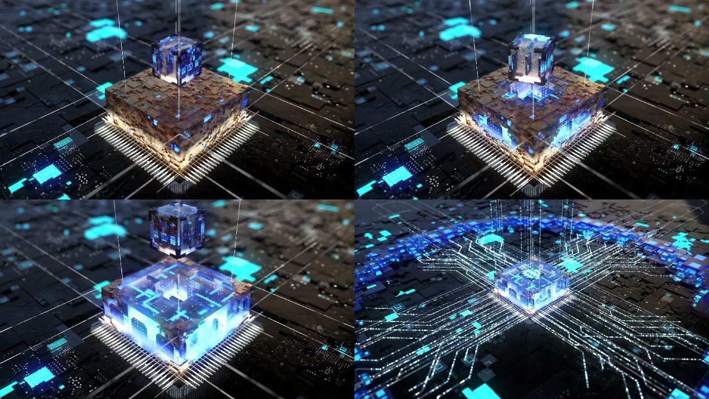 cpu_wave芯片触发场景_C4D模型下载