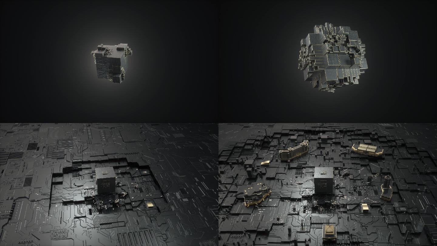 魔方房屋生长AEC4D模板_视频素材下载