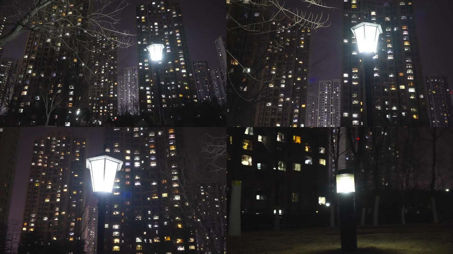4k夜晚小区路灯 小区楼房亮灯万家灯火 3840x2160 高清视频素材下载 编号 7221983 实拍视频 光厂 Vj师网
