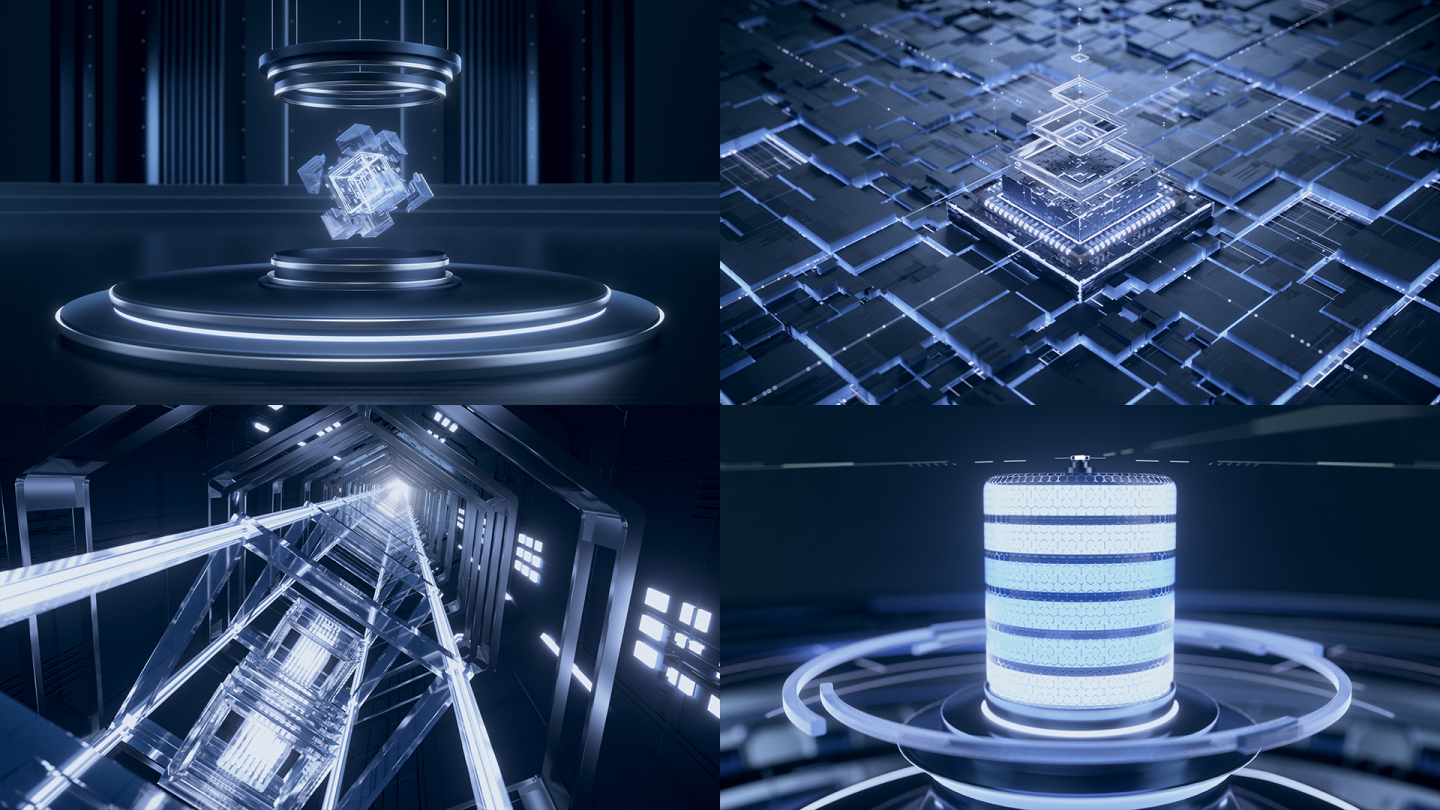 科技云计算大数据芯片穿梭C4D+AE片头_C4D模型下载