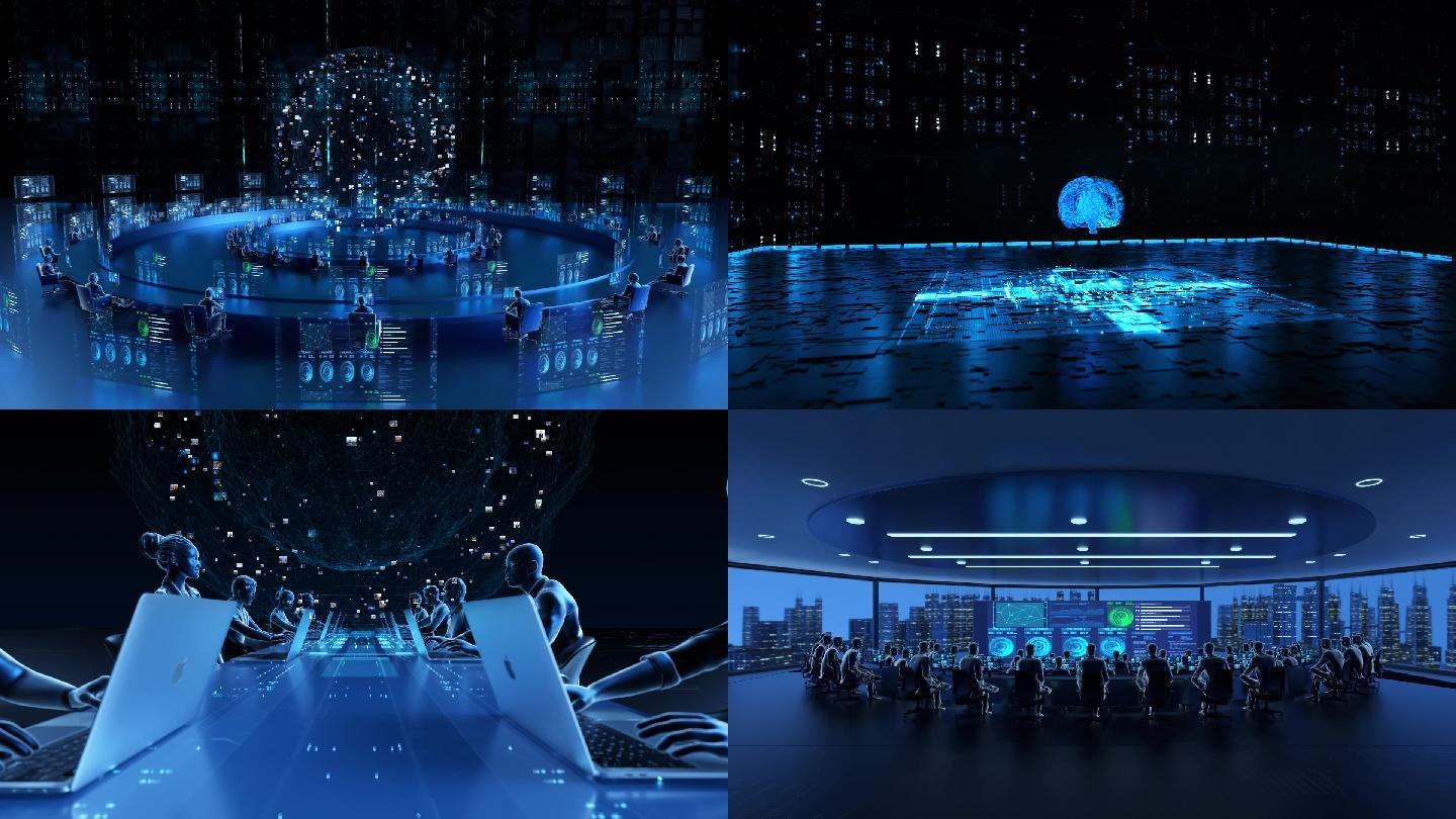 AI虚拟科技商务人物会议C4D+AE工程_AE模板下载