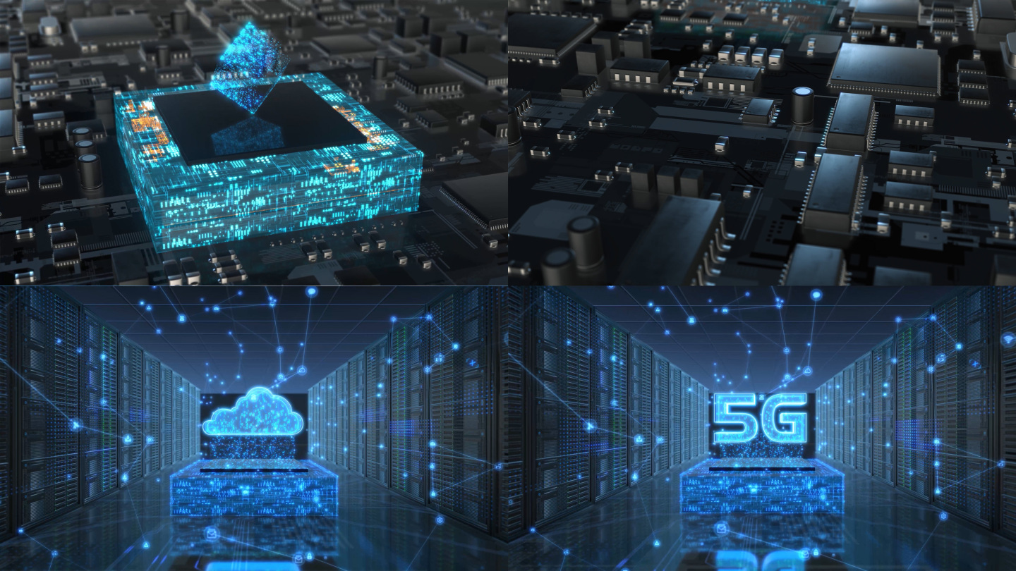 芯片服务器云大数据安全5G6G_视频素材下载
