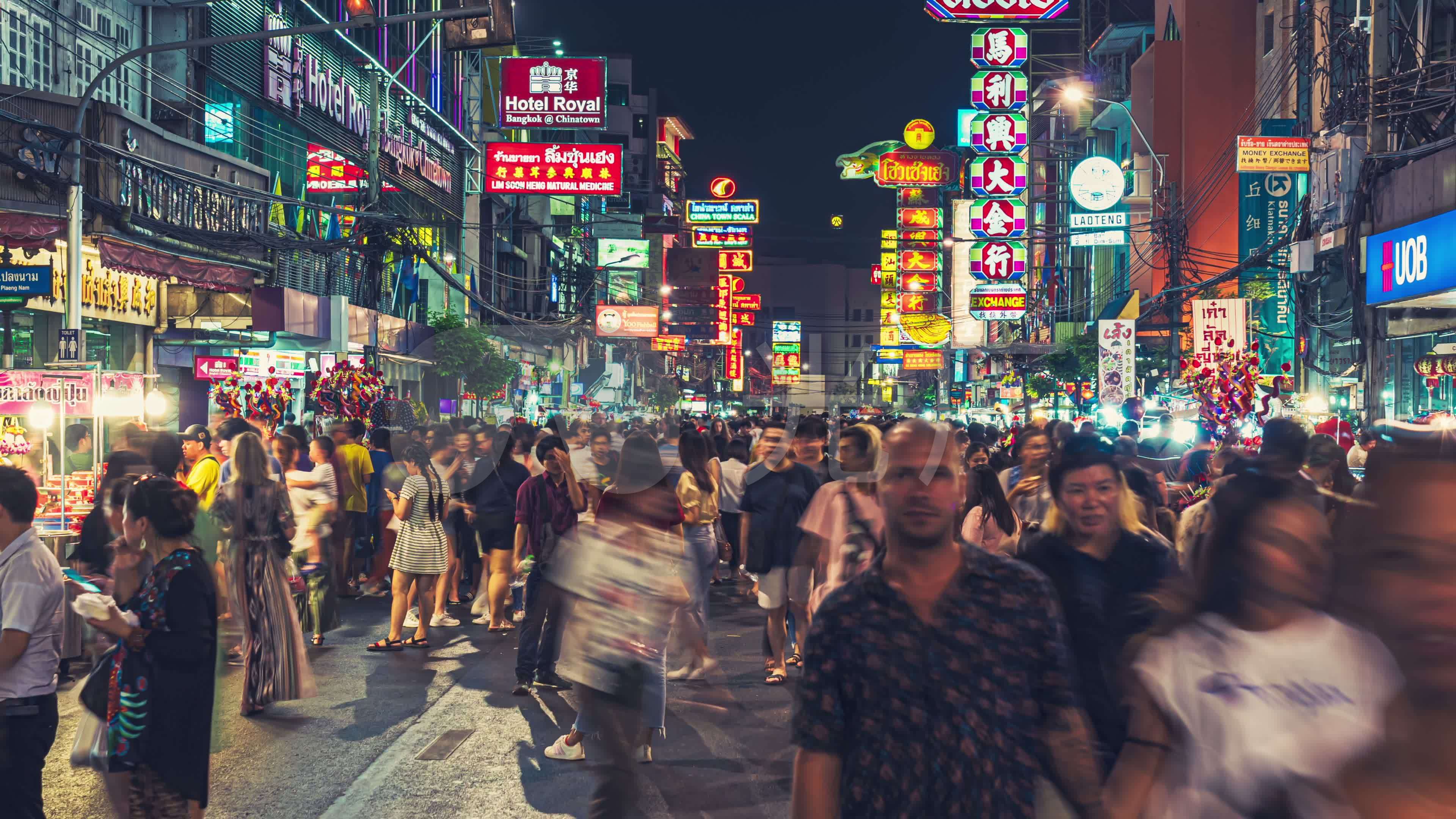 泰国曼谷唐人街夜景3840x2160高清视频素材下载编号8195410实拍视频光厂vj师网