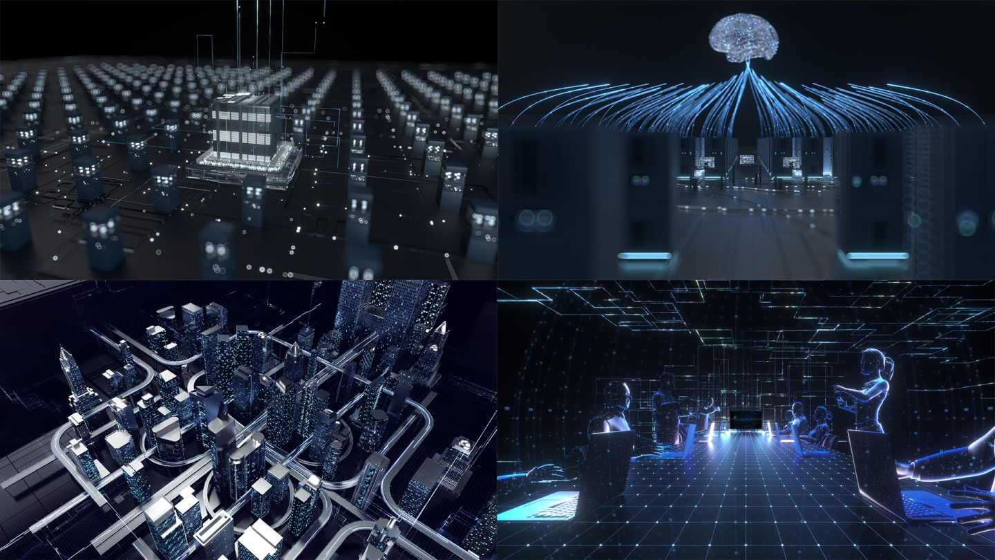 AI城市科技互联网信息数据AE_C4D_C4D模型下载