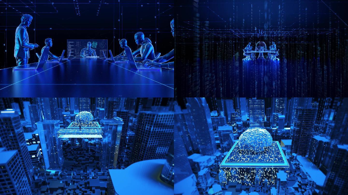 科技数据AI云计算场景AE+C4D工程_AE模板下载