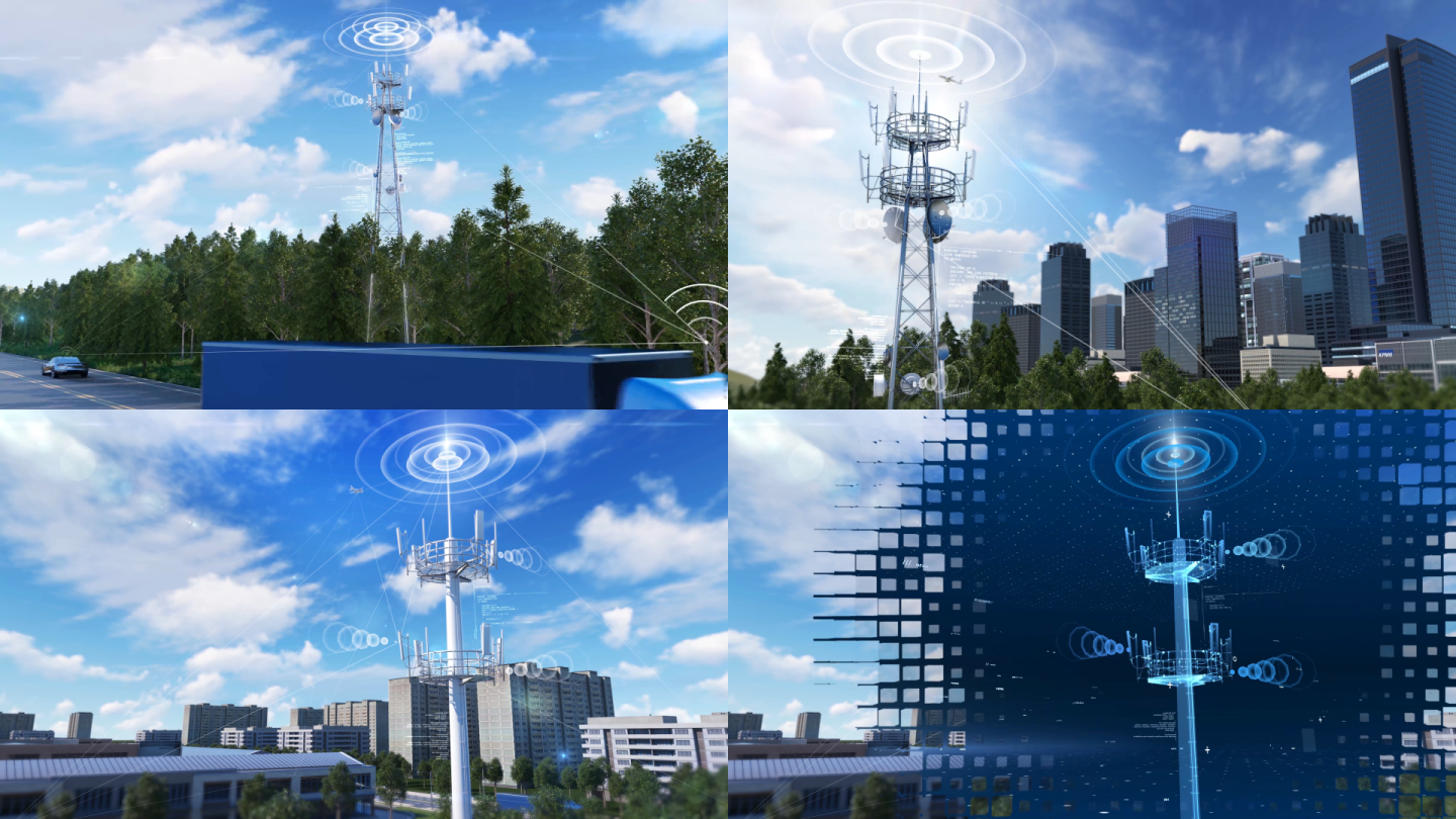 【4K】5G基站信号塔合集_视频素材下载