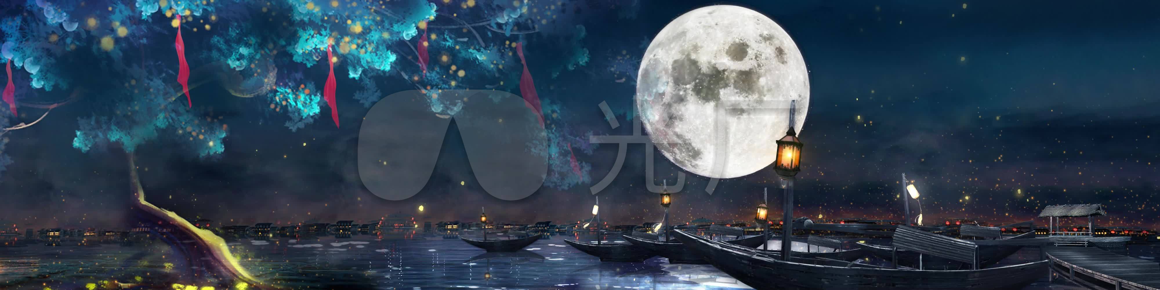 古风中秋月夜背景素材4000x1000高清视频素材下载编号8902589舞台背景光厂vj师网