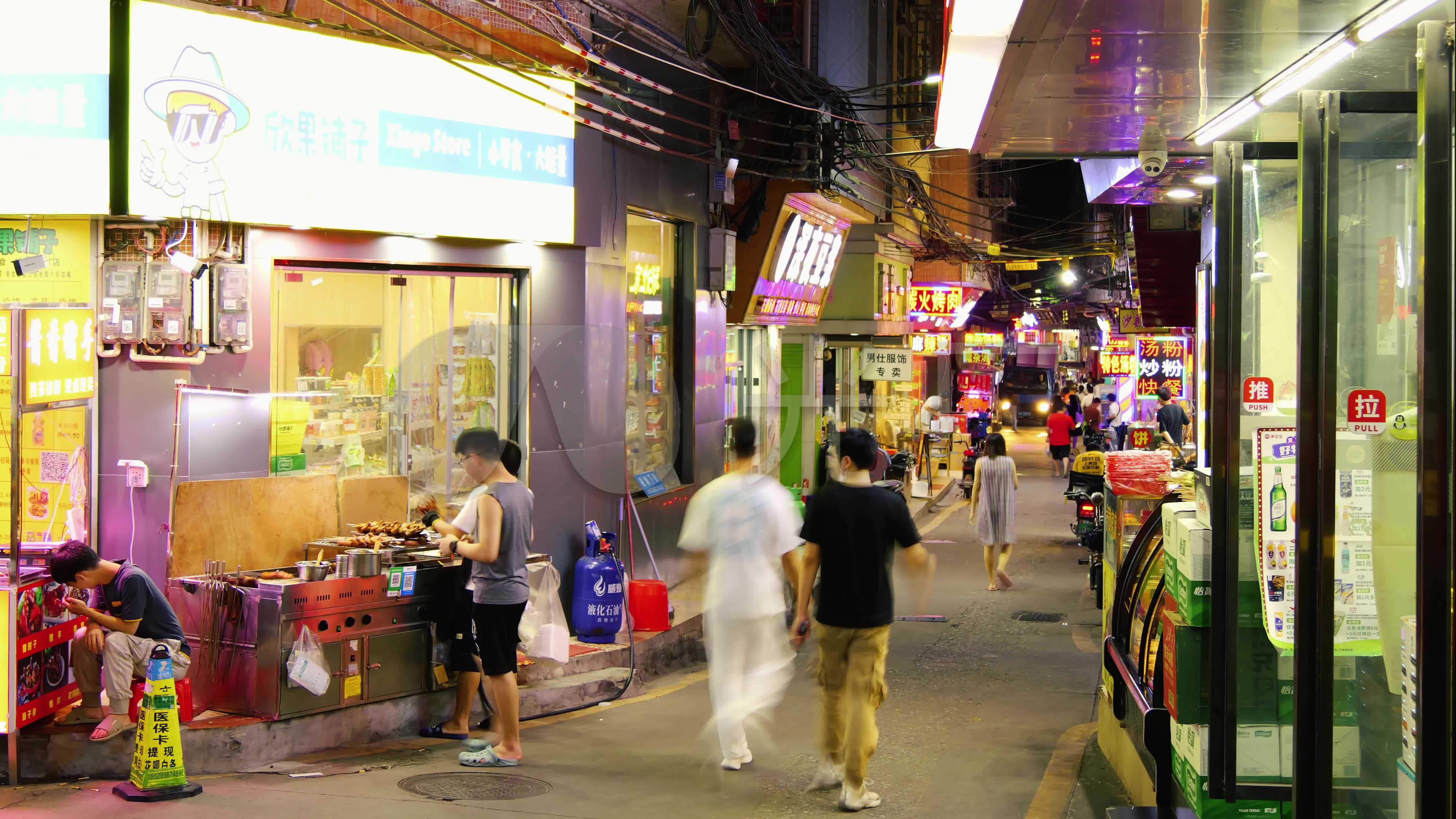 广州凌塘村夜晚街道延时城中村延时5120x2880高清视频素材下载编号8905543实拍视频光厂vj师网
