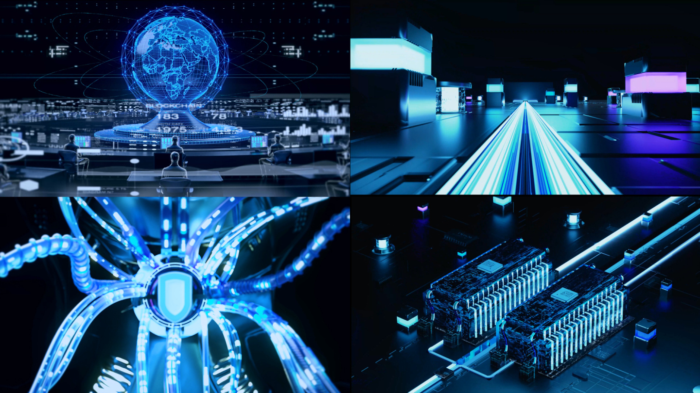 大数据服务器芯片信息科技AE+C4D工程_C4D模型下载