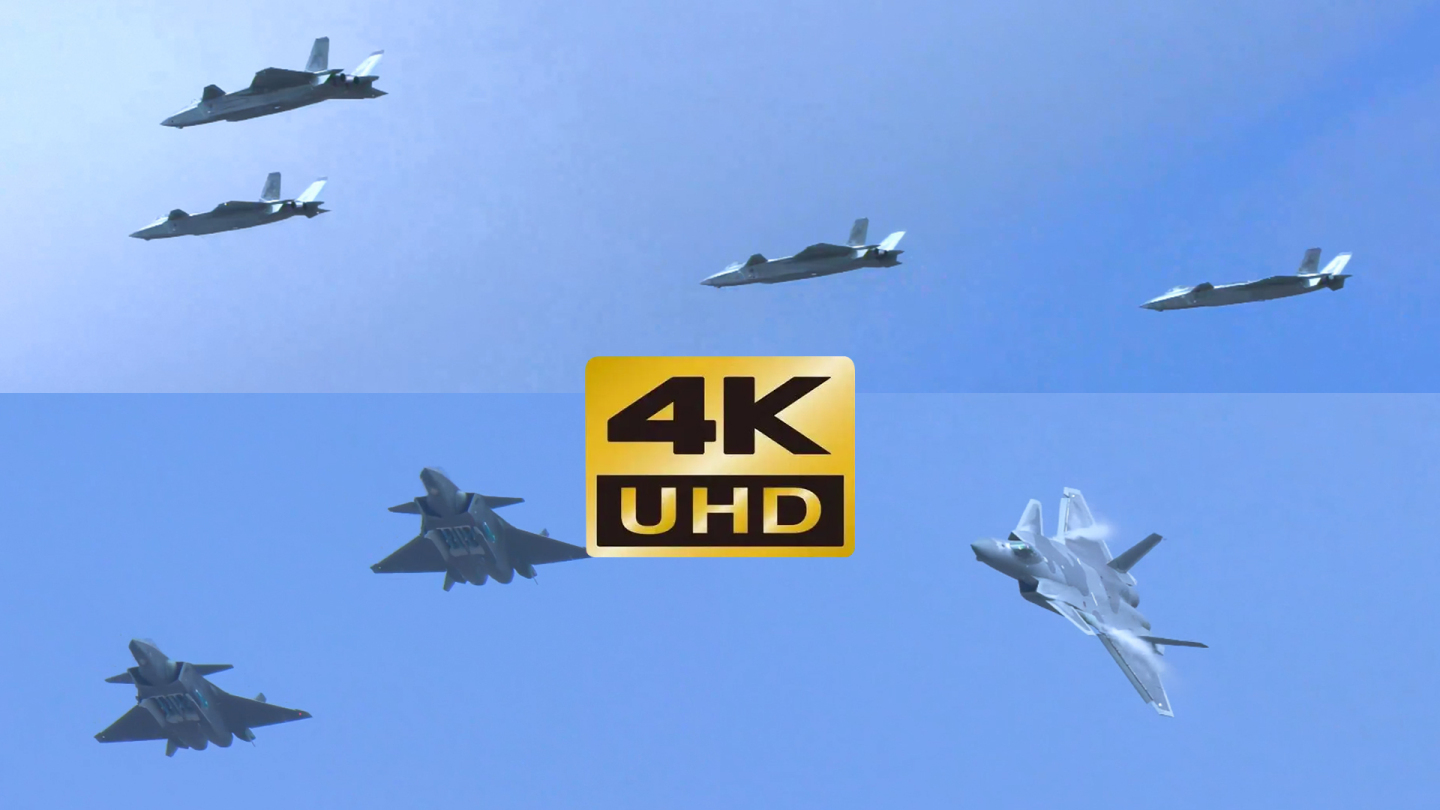 歼20四机编队J20开弹仓航展4K_视频素材下载