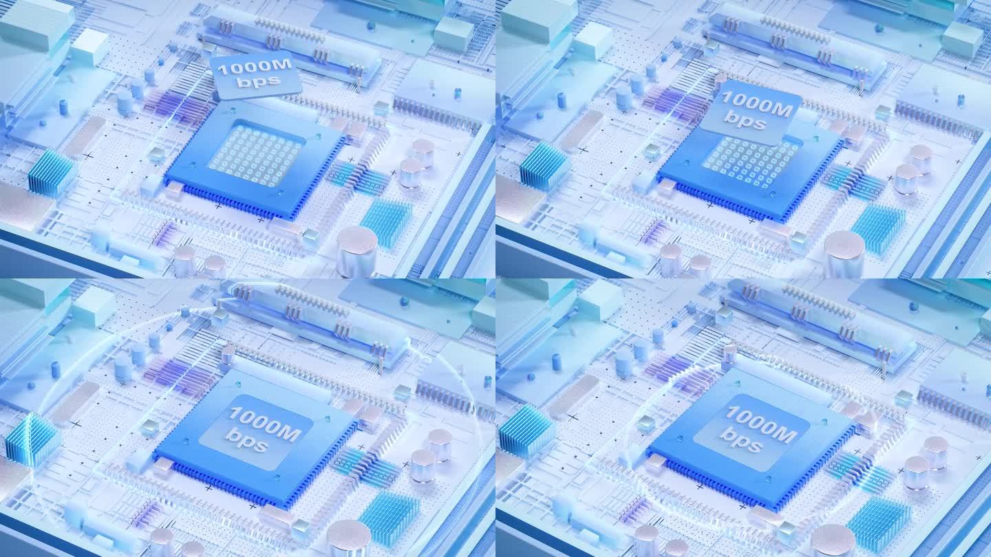 梦幻唯美科技芯片特效发光蓝紫c4d+oc_C4D模型下载