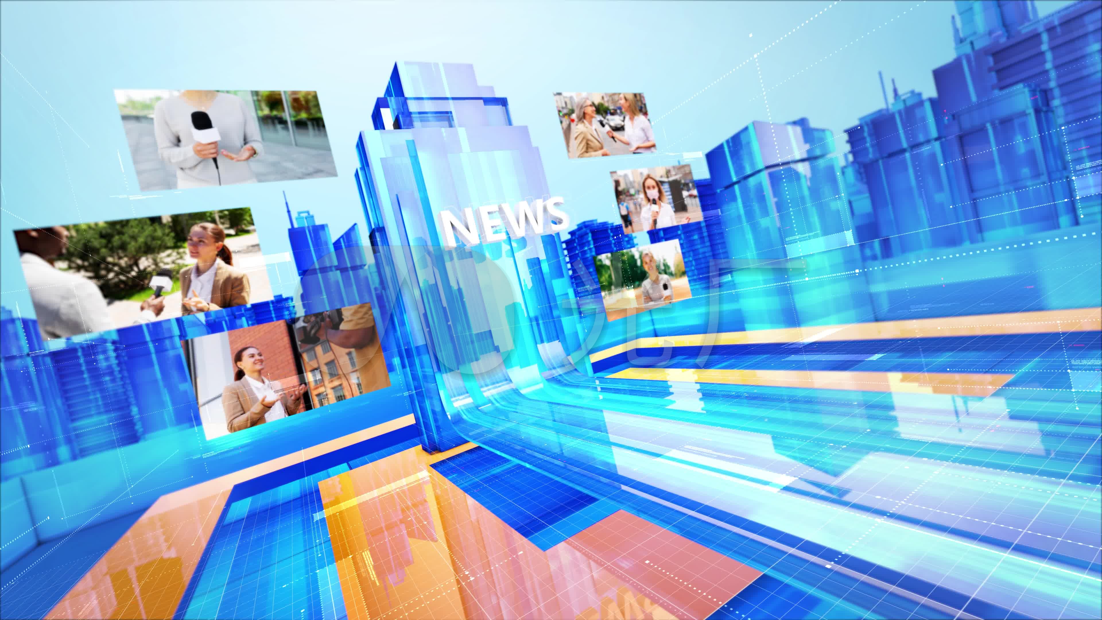 蓝色新闻栏目包装片头AE+C4D模板_C4D工程下载(编号:9631033)_3D模型_光厂(VJ师网) www.vjshi.com