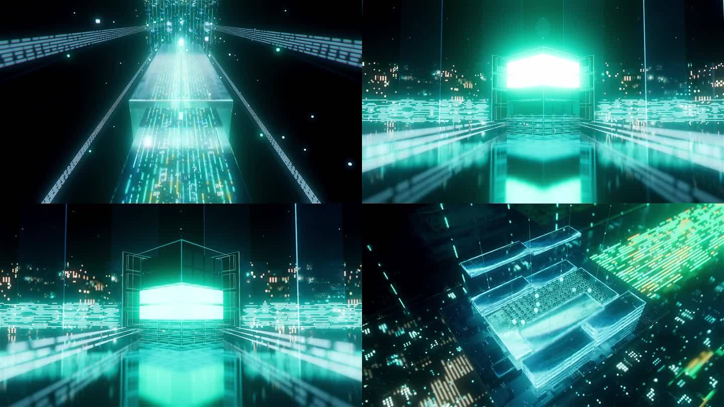 科技概念AI芯片片头大数据c4d工程_C4D模型下载