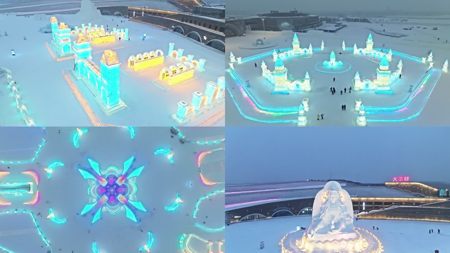 哈尔滨冰雪大世界航拍 视频素材下载 编号 9985716 光厂 Vj师网