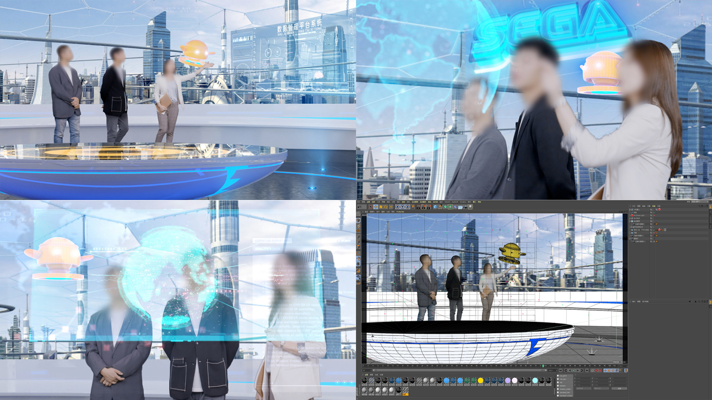 C4D＋AE科技虚拟空间人物背景合成_AE模板下载