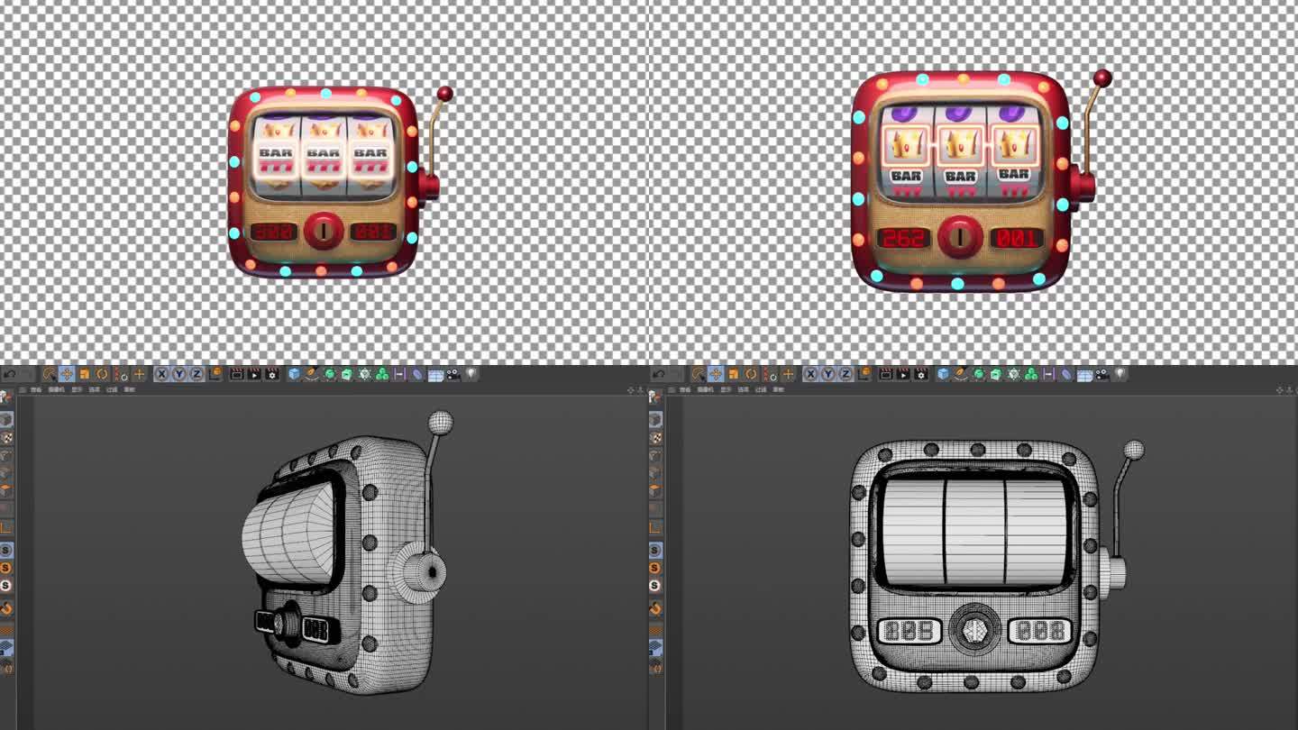 老虎机c4d+ae模板（带渲染素材）_C4D模型下载
