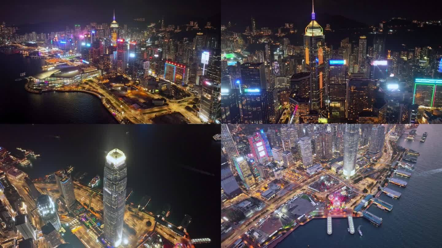 航拍香港夜景鸟瞰香港国际金融中心视频素材下载编号10441321光厂vj师网