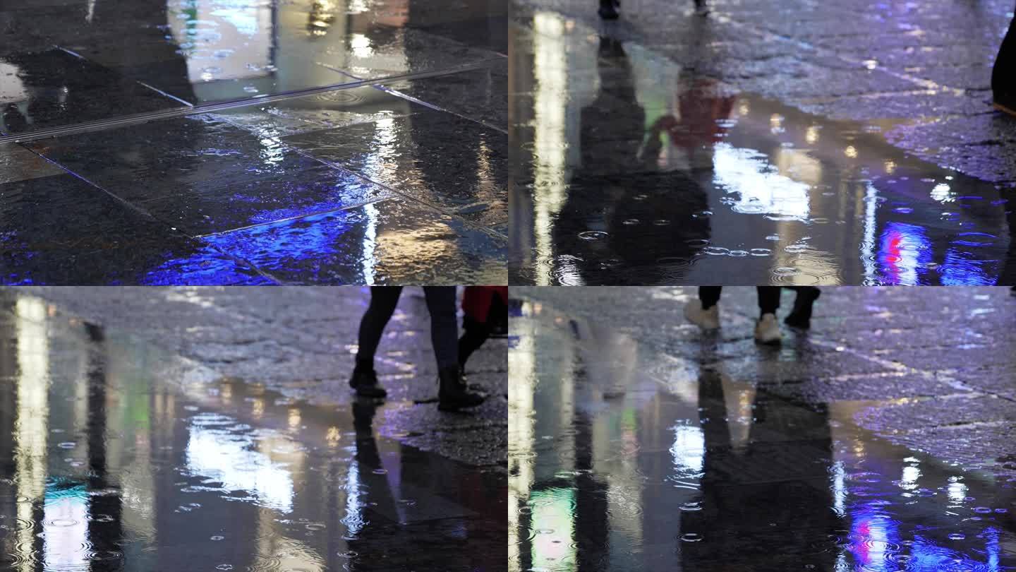 夜景雨景行人脚步氛围视频素材 3840x2160 高清视频素材下载 编号 10458180 实拍视频 光厂 Vj师网
