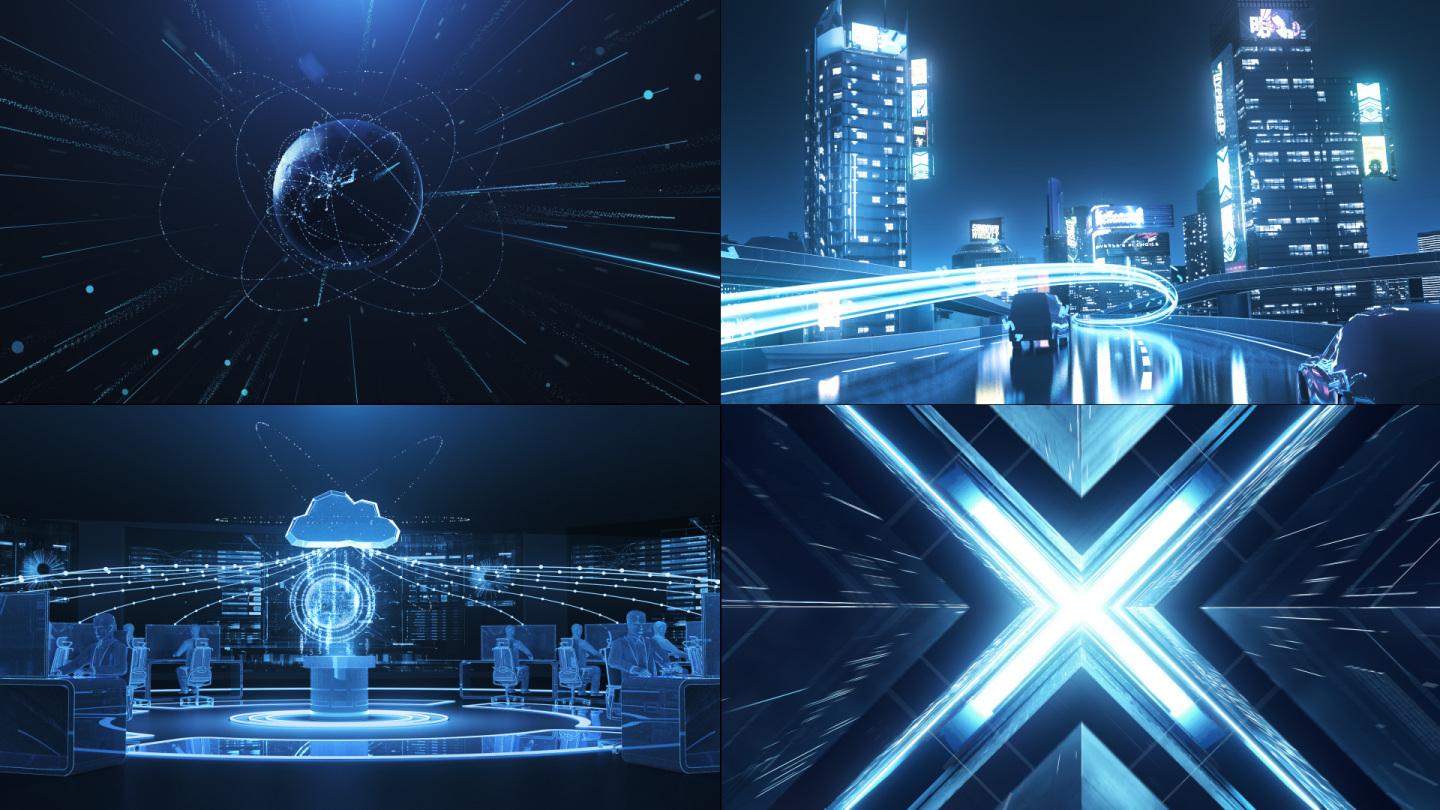 科技AI智能城市穿梭片头-C4D-AE_AE模板下载