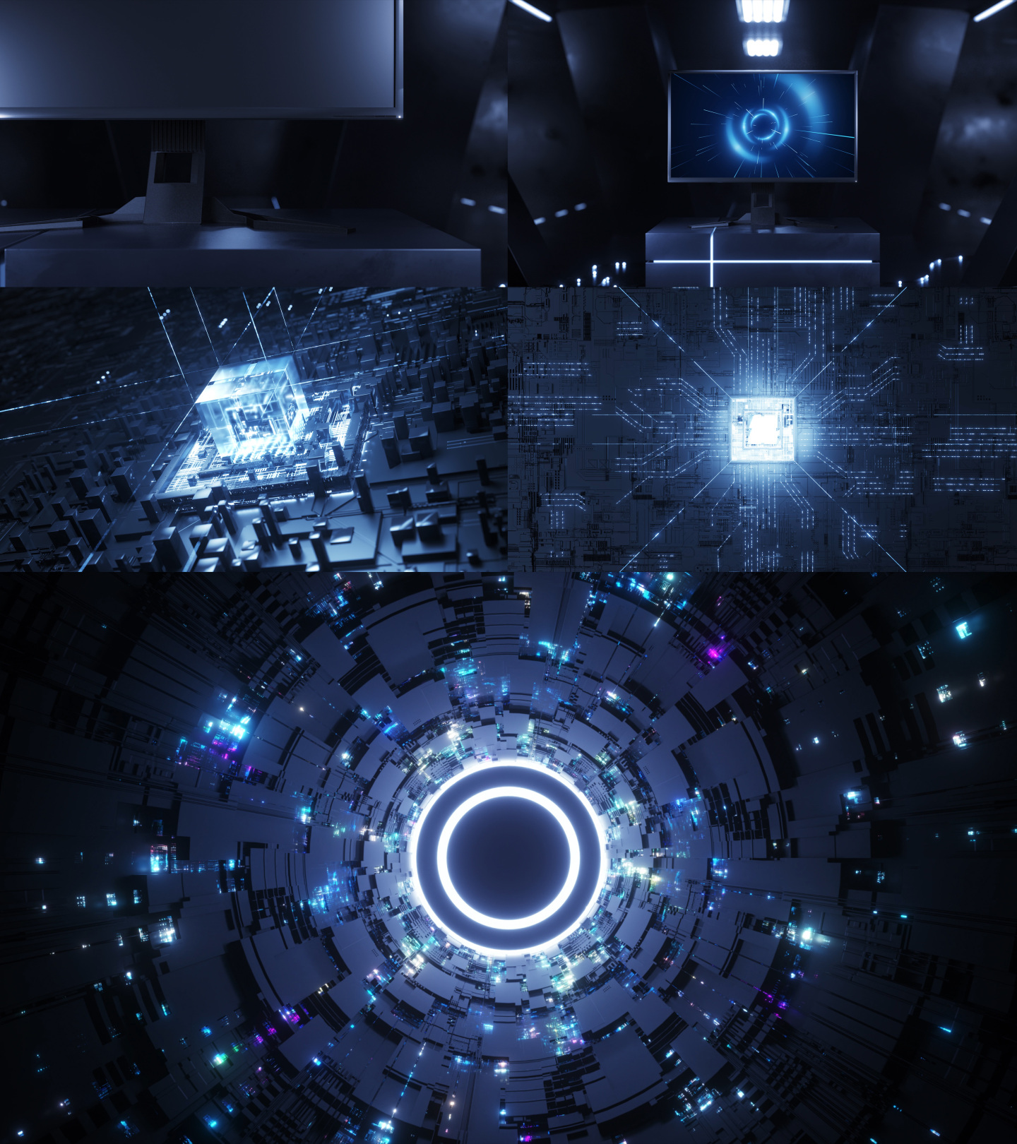 大数据电脑芯片穿梭场景片头AE+C4D_C4D模型下载