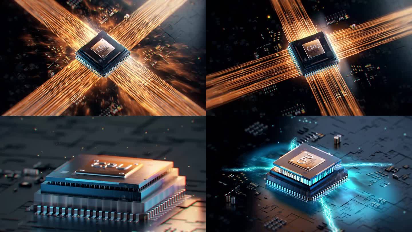 cpu芯片震撼光线c4d+AE_C4D模型下载