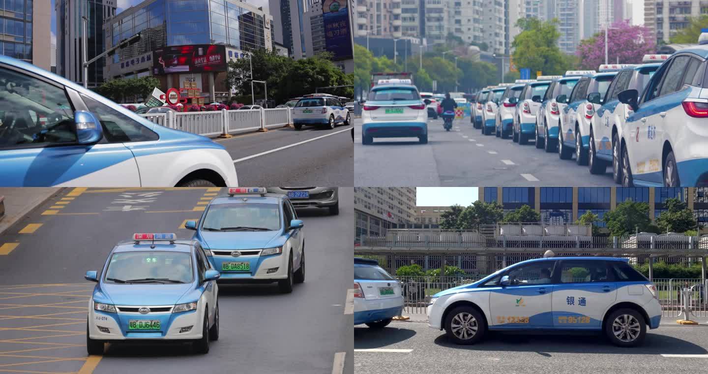 奔跑在大街小巷的深圳出租车_4K实拍_视频素材下载