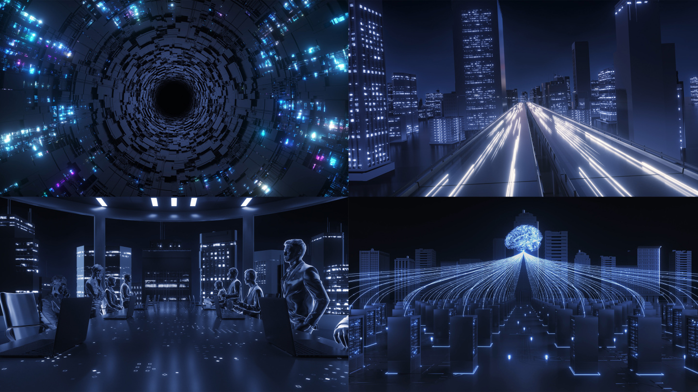 科技城市穿梭大数据人工智能AE+C4D_C4D模型下载