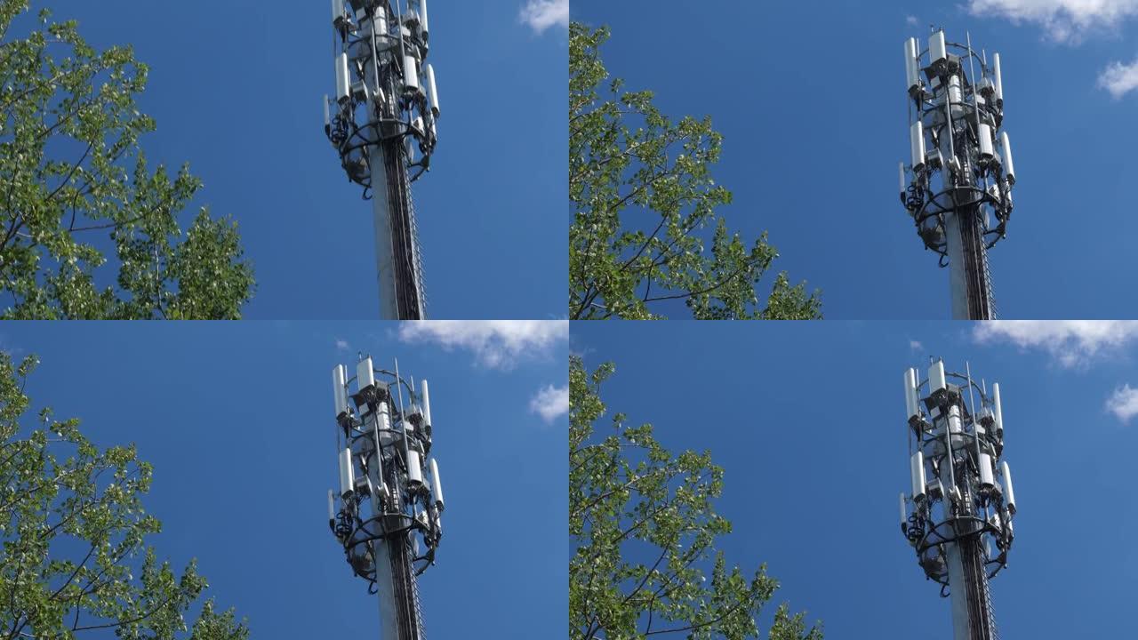 带3g、5g发射机的蜂窝GSM塔。通信天线_视频素材下载_编号:17222388_光厂(VJ师网) www.vjshi.com