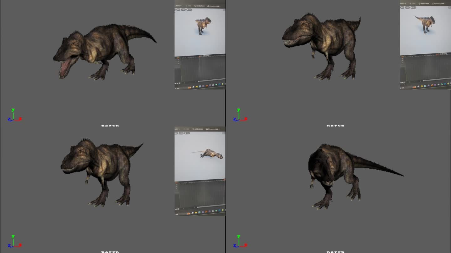 霸王龙FBX引擎专用全套动作影视游戏专用_Maya模型下载