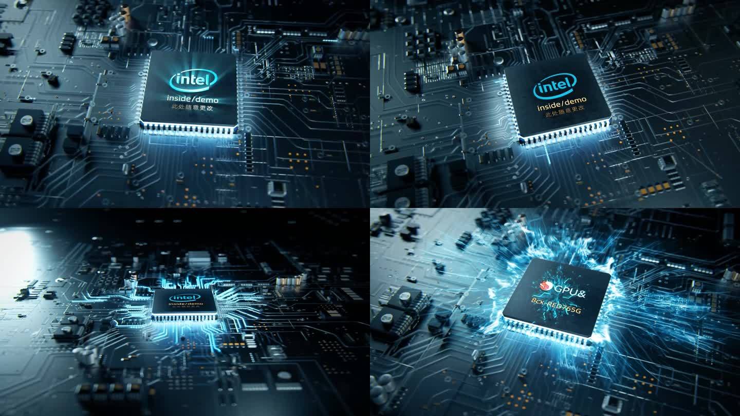 cpu数字芯片科技片头C4D+AE_C4D模型下载