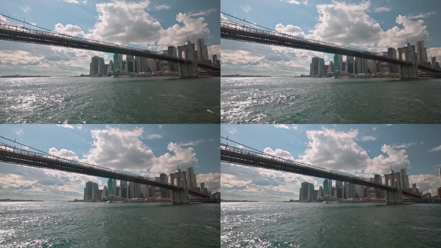 哈德逊河上布鲁克林大桥的美景。纽约。美国。视频素材下载编号24903766光厂vj师网