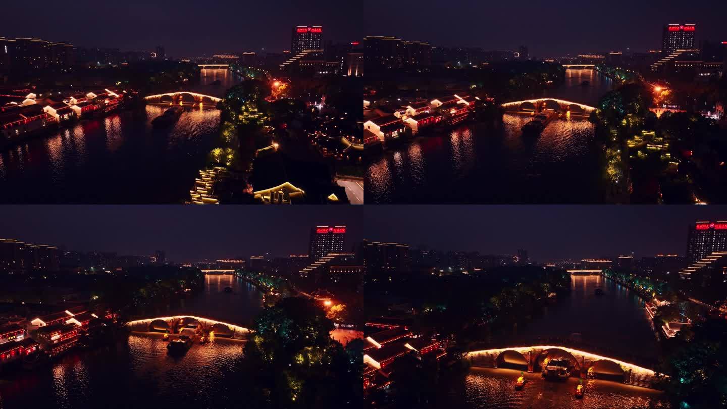 航拍京杭大运河杭州拱宸桥夜景 视频素材下载 编号 25093775 光厂 Vj师网