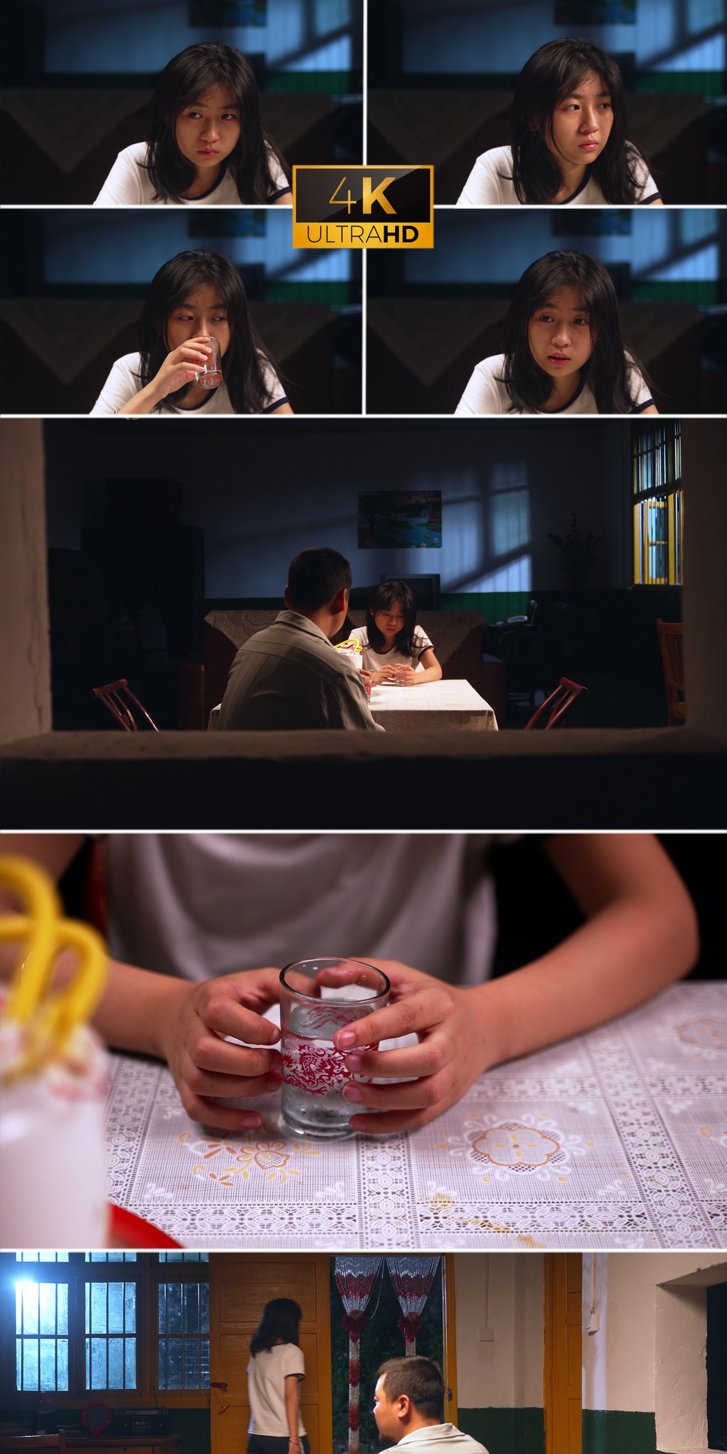 90年代父亲与女儿对话多机位拍摄原素材_视频素材下载