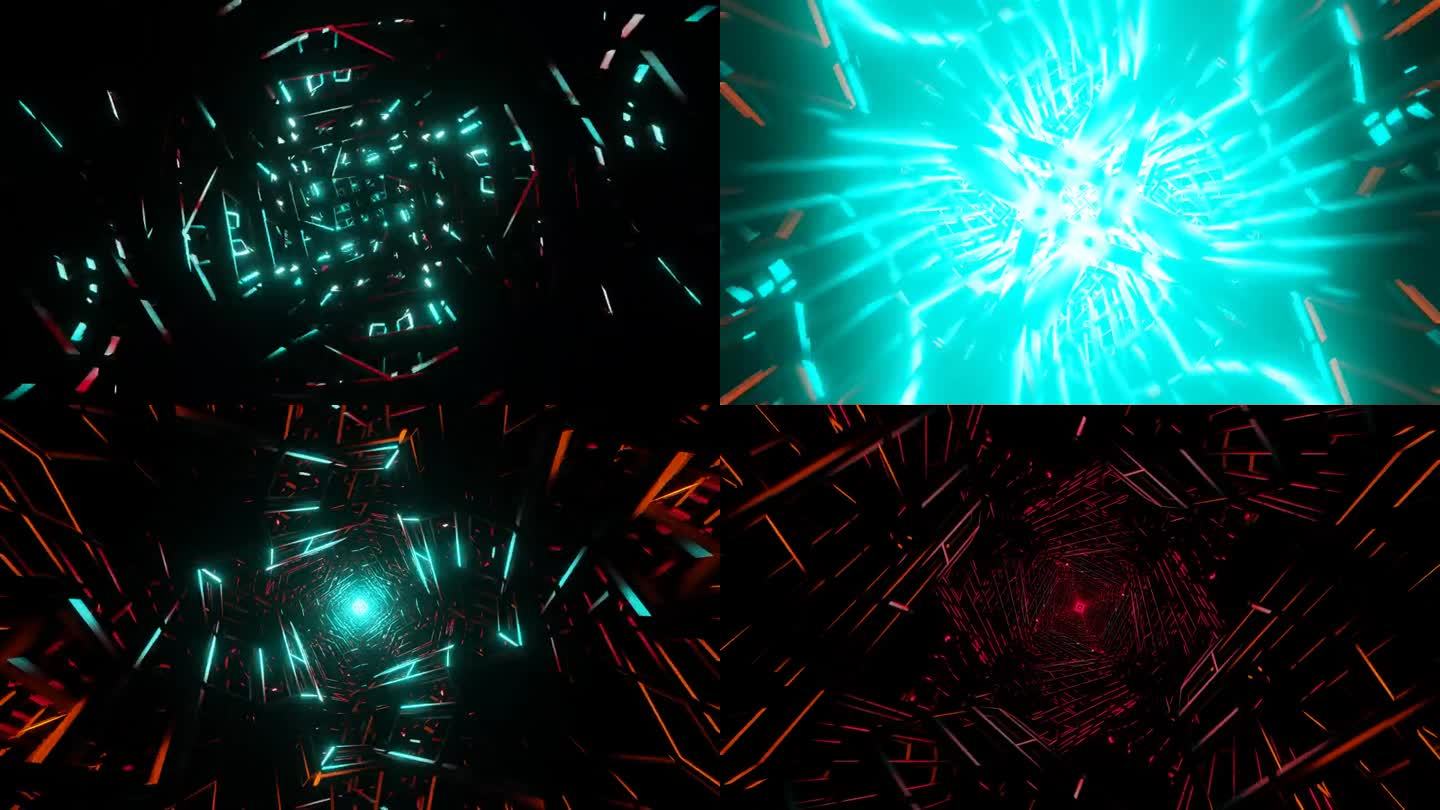 活泼的VJ循环，具有迷人的，闪烁的霓虹灯背景在催眠序列。_视频素材下载