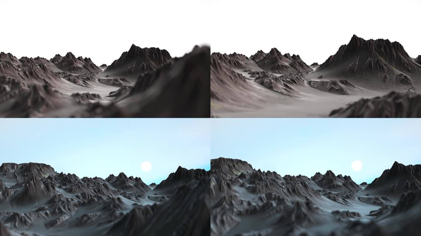 c4d山脉建模动画4K视频_视频素材下载