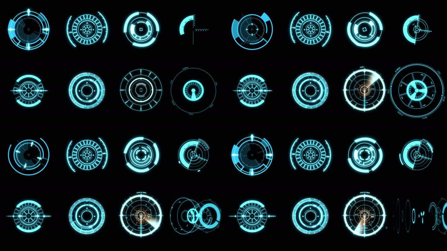 科技元素hud素材（循环带通道）_AE模板下载