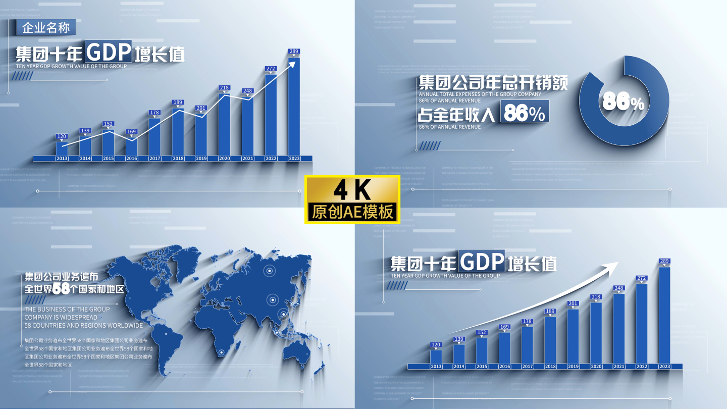 柱状图数据图饼图折线图 Ae模板下载