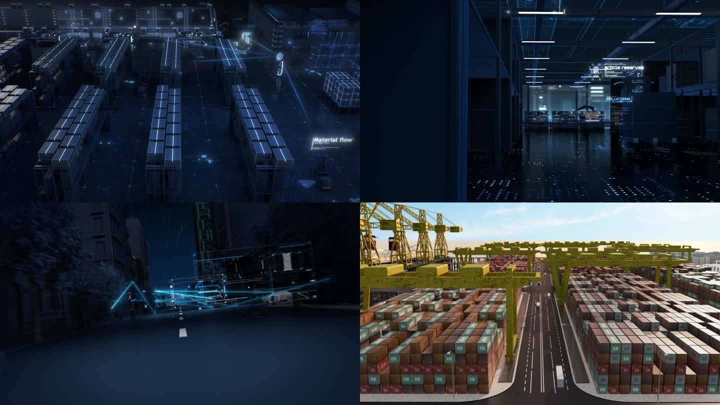 C4D+AE科技智慧物流_C4D模型下载