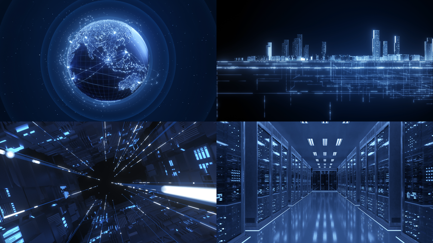 科技互联网大数据片头C4D+AE工程4K_C4D模型下载