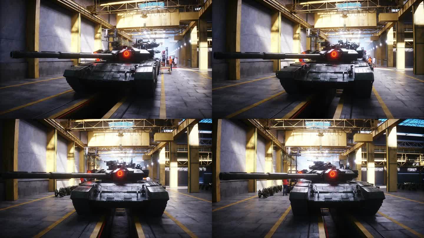 在工厂生产军用俄罗斯主战坦克t90。军用工厂武器。逼真的4k动画。_视频素材下载_编号:29240035_光厂(VJ师网) www.vjshi.com