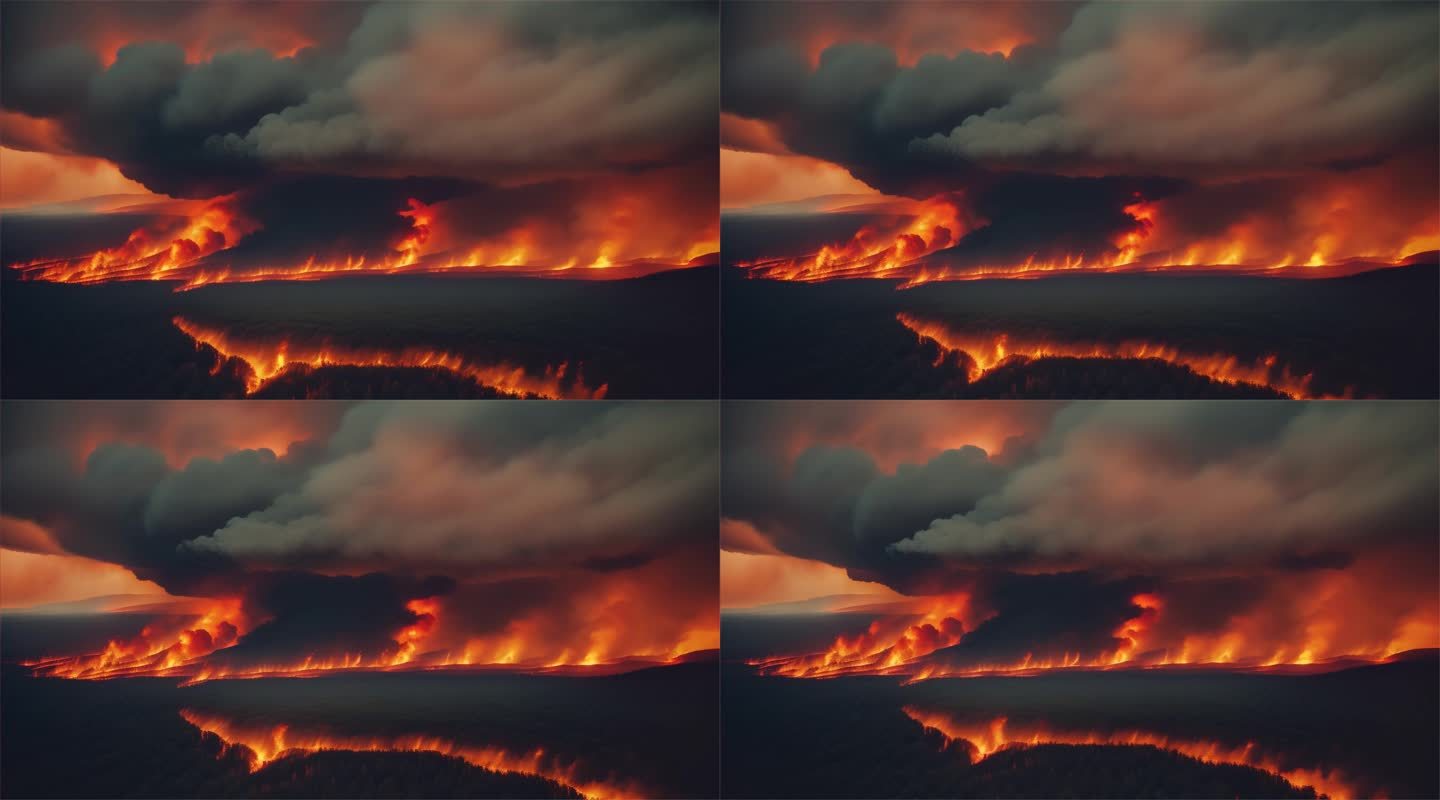 AIGC素材_森林大火山火防治_视频素材下载