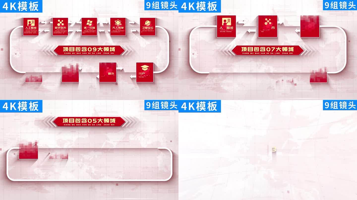 2-10-红色简洁党政分类ae包装4K_AE模板下载