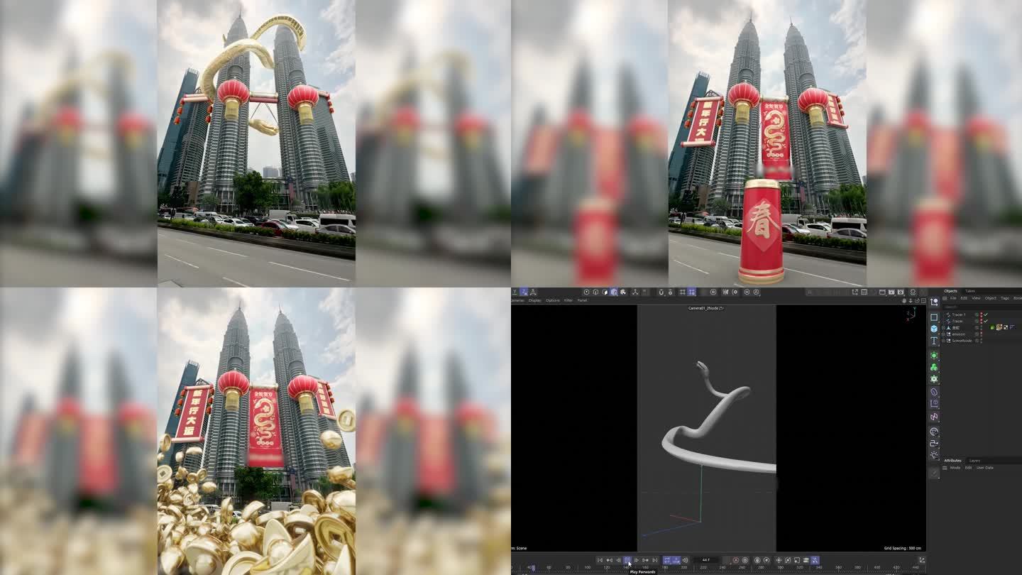 C4D蛇年金蛇工程文件~含绑定~可调动画_C4D模型下载
