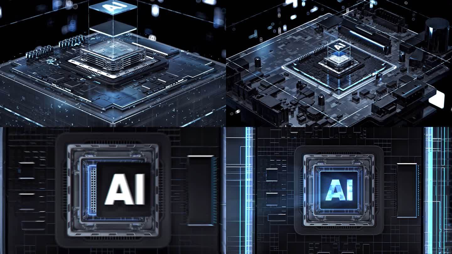 三维AI科技芯片C4D+AE_C4D模型下载