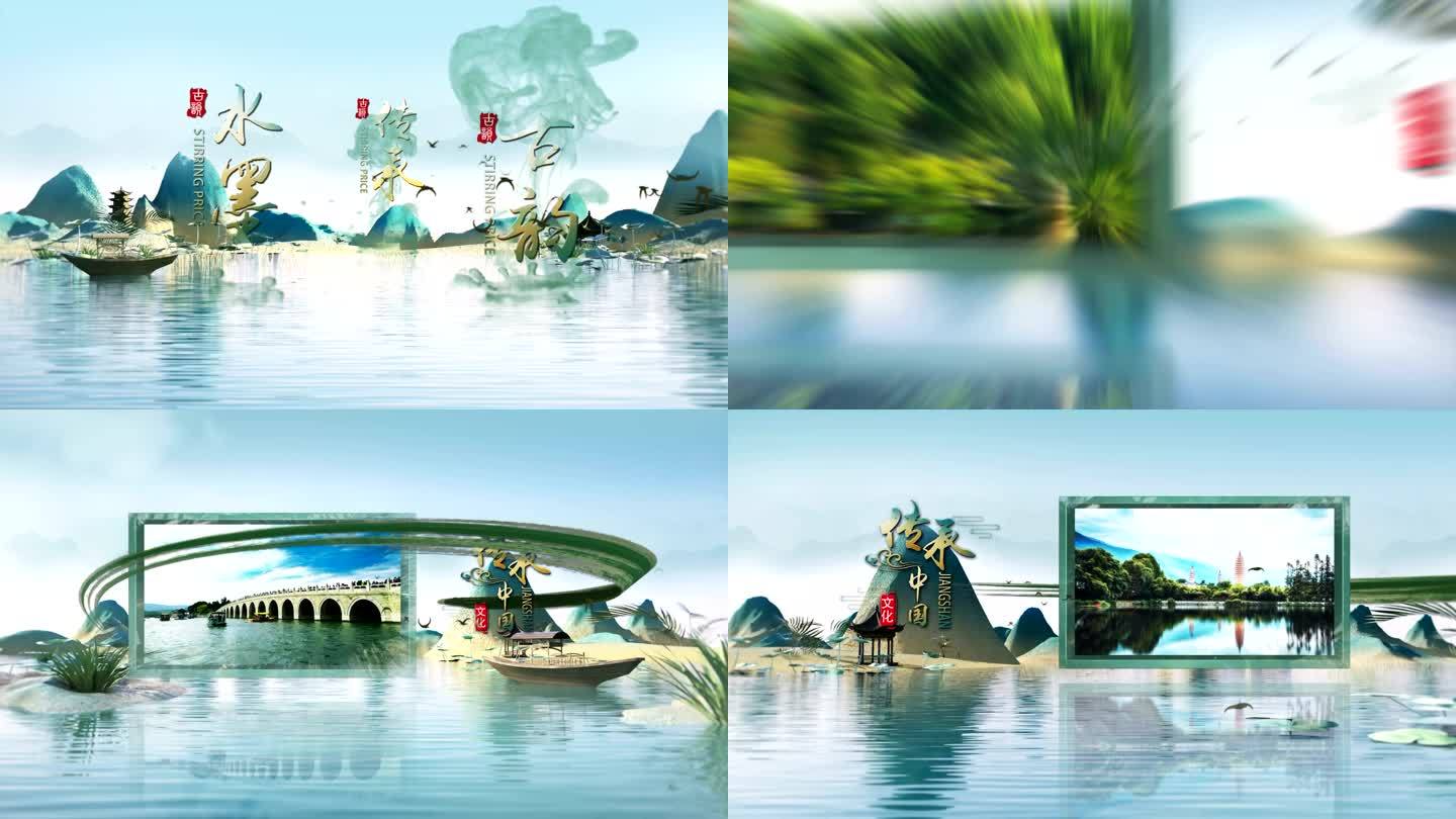 卷轴水墨江南唯美风光图文穿梭C4D工程_C4D模型下载