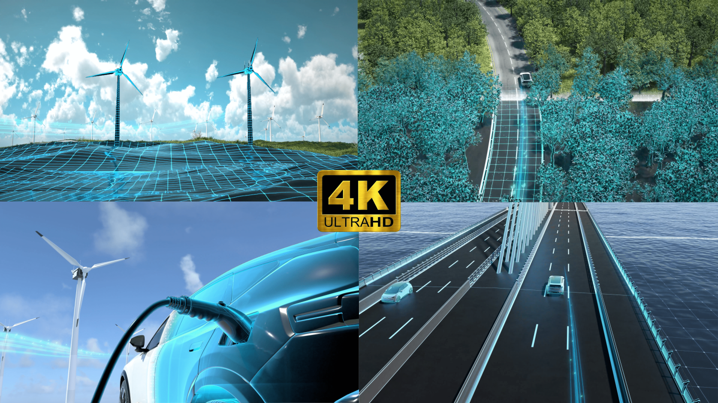 新能源自动驾驶虚实转换_AE+C4D工程_C4D模型下载